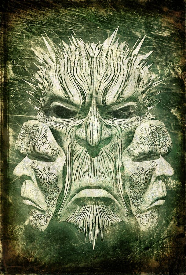 Demon green painted stock illustration. Illustration of mythology ...