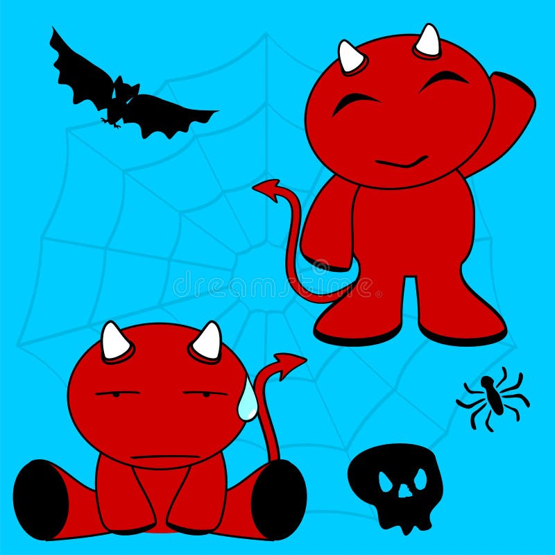 Demon Halloween Cartoon Kid Set3 Stock Illustration - Illustration of ...