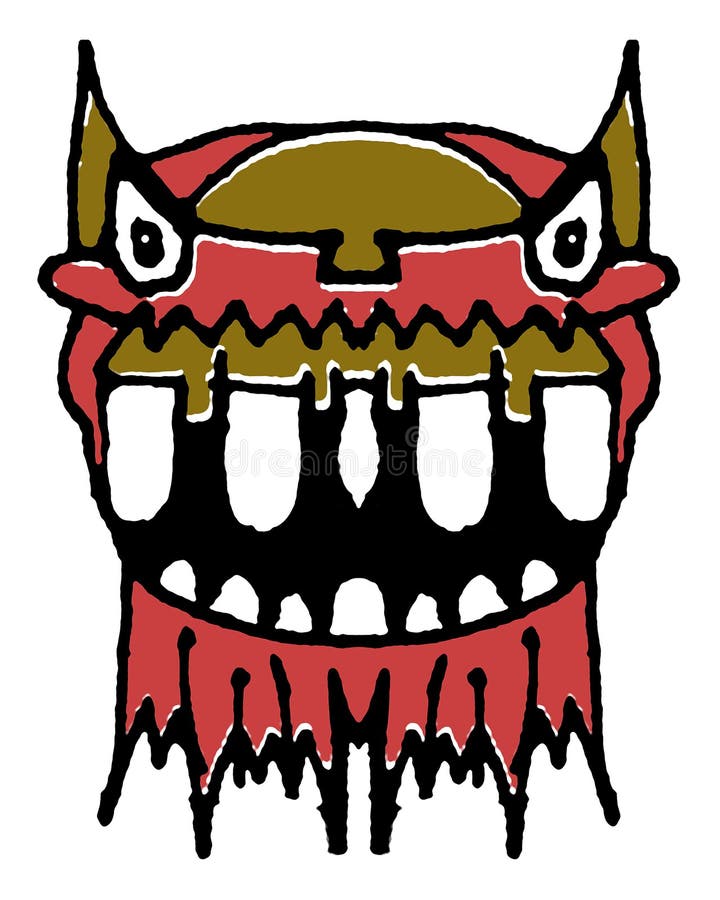 Demon Head Hand Drawn Colored Isolated Illustration Stock Illustration ...