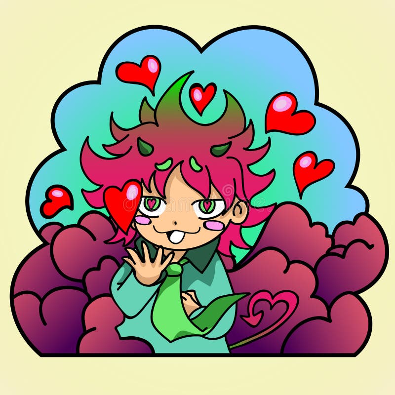 Demon and hearts stock vector. Illustration of hell, passion - 79067328