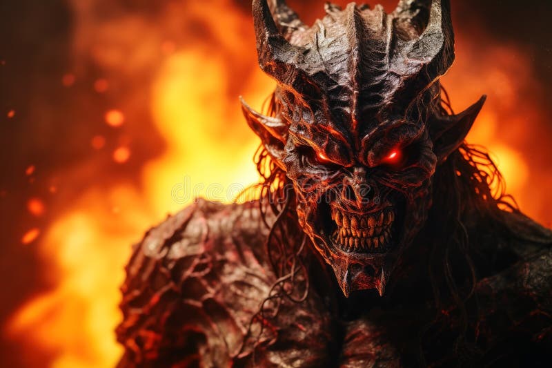 A Demon from Hell with Glowing Eyes Stock Illustration - Illustration ...