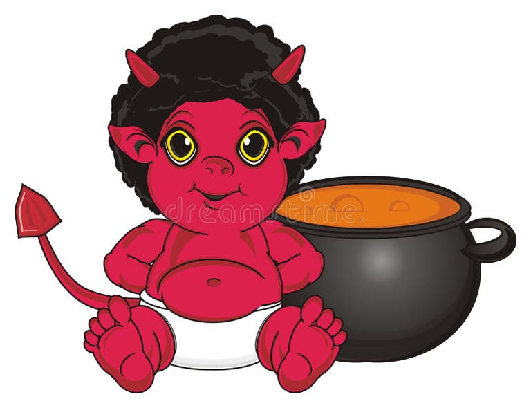 Demon Hiding a Black Object Stock Illustration - Illustration of ...