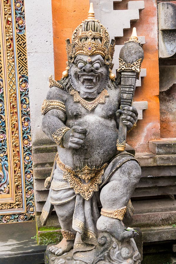 Guardian Demon Statue At Bali Hindu Temple Stock Photo - Image of ...