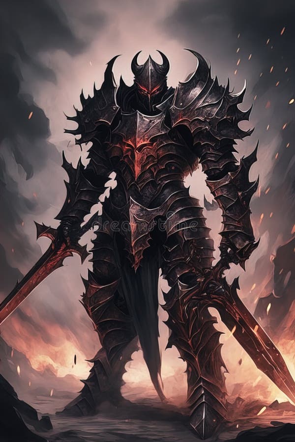 Demon Knight in Heavy Armor, an Armageddon Knight with Darkness in His ...