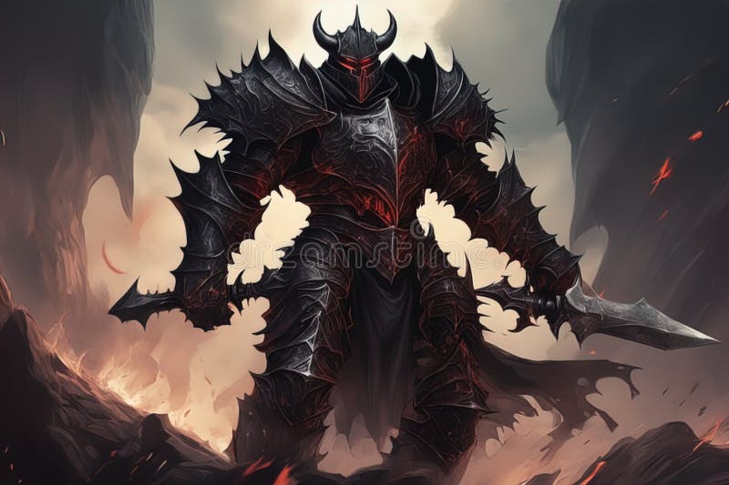 Demon Knight in Heavy Armor, an Armageddon Knight with Darkness in His ...