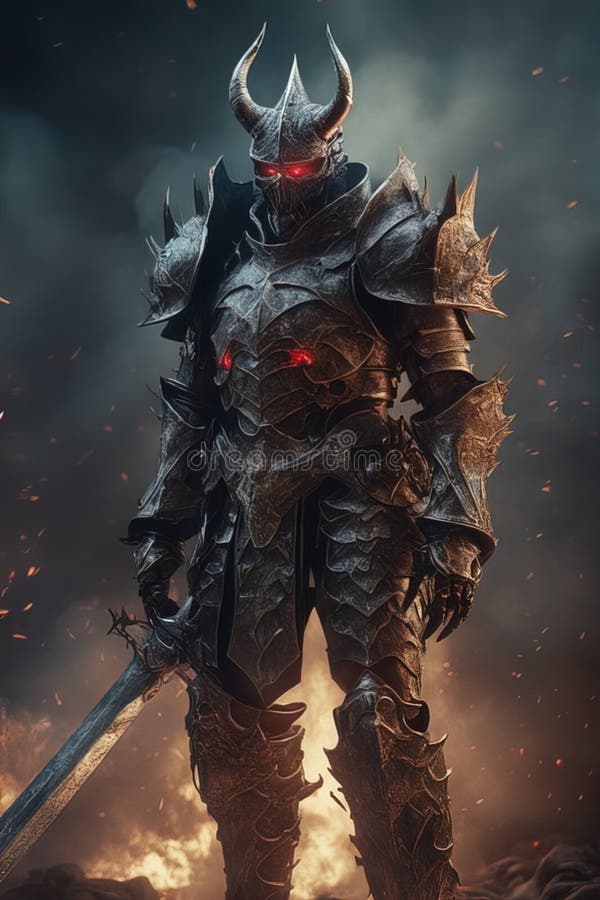 Demon Knight in Heavy Armor, an Armageddon Knight with Darkness in His ...