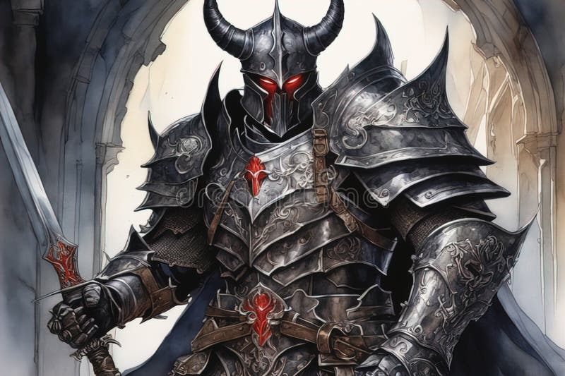 Demon Knight in Heavy Armor, an Armageddon Knight with Darkness in His ...