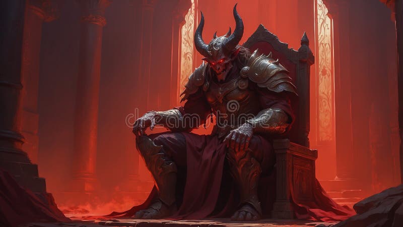 Demon Lord in an Infernal Palace Stock Illustration - Illustration of ...
