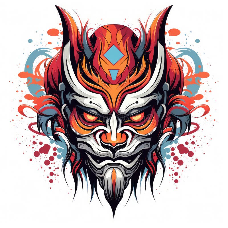 Demon Mask of the Devil Colour Drip Graffiti Style Stock Illustration ...