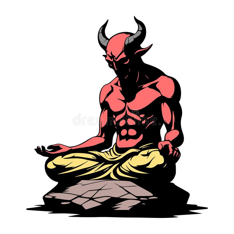 Demon meditation pose stock vector. Illustration of sculpture - 379576081