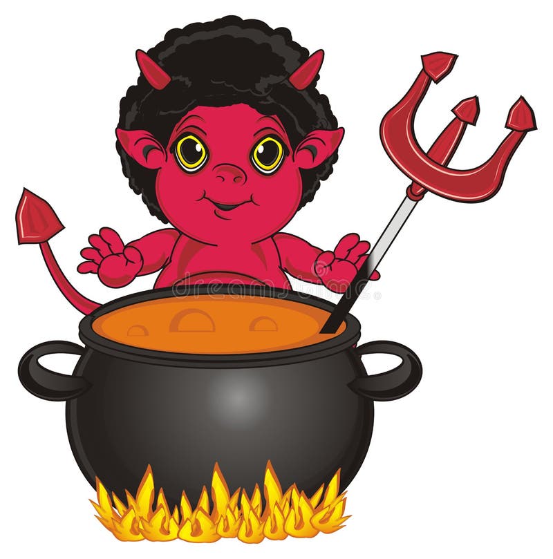 Demon and boil stock illustration. Illustration of devil - 89399246