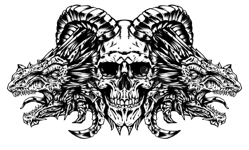 Tattoo dragon skeleton stock vector. Illustration of membrane - 25574428