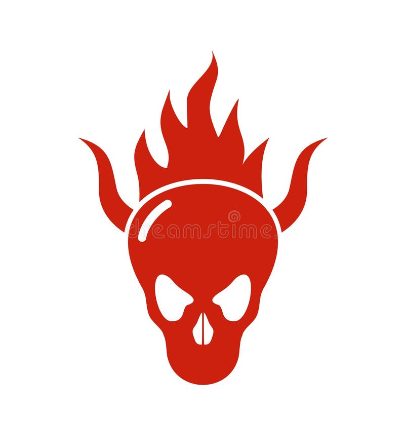 Demon skull icon stock vector. Illustration of scary - 132213038
