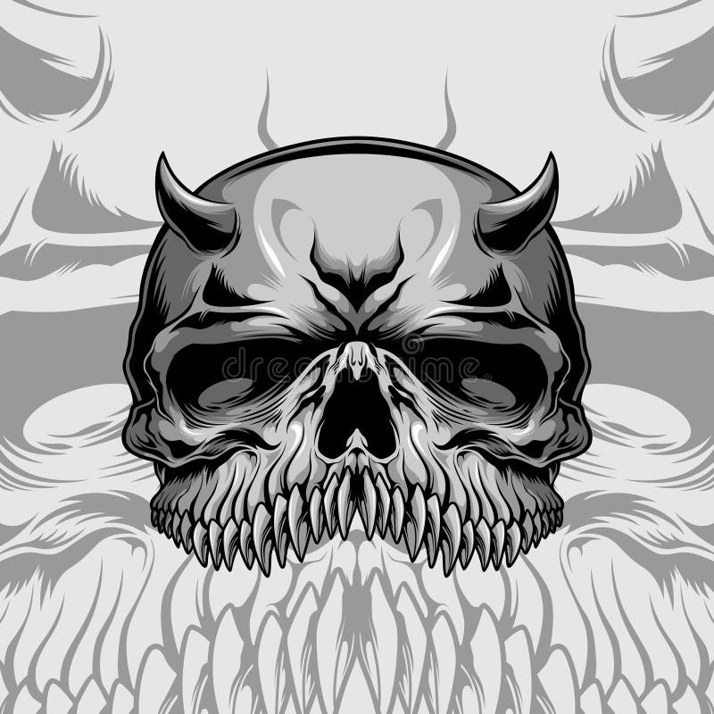 Demon Skull Illustration Vector Design Stock Vector - Illustration of ...