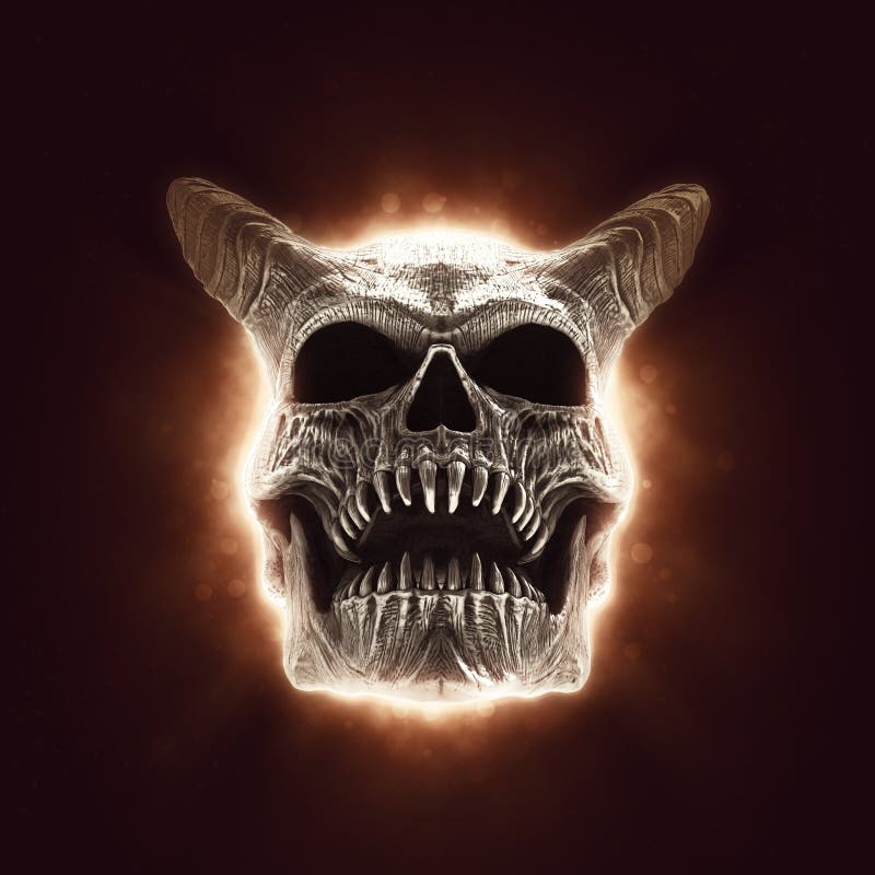 Demon Skull in a Red Beam of Light Stock Illustration - Illustration of ...
