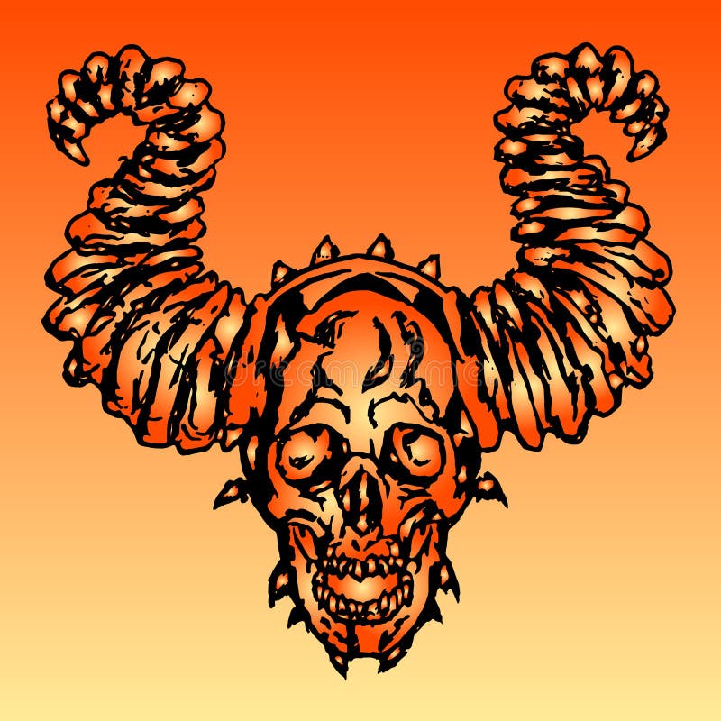 Demon Skull Vector Illustration Stock Vector - Illustration of creepy ...
