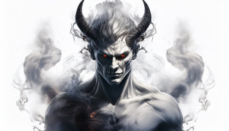 Demon with smoke and fire stock illustration. Illustration of face ...