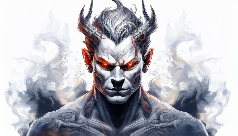 Demon with smoke and fire stock illustration. Illustration of face ...