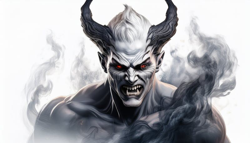 Demon with smoke and fire stock illustration. Illustration of animal ...