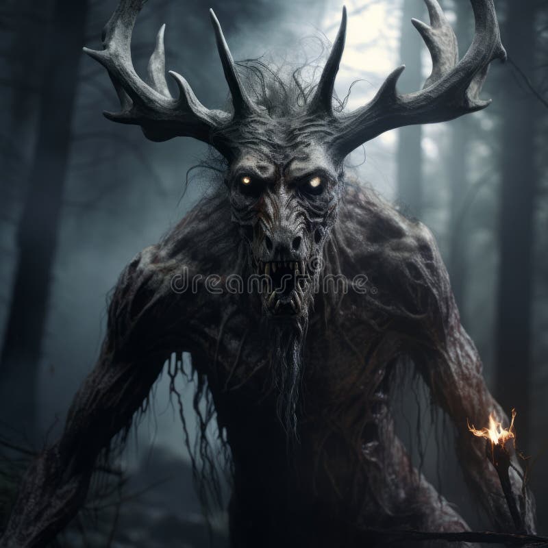 Nightmarish Demon in a Wooded Area Stock Illustration - Illustration of ...