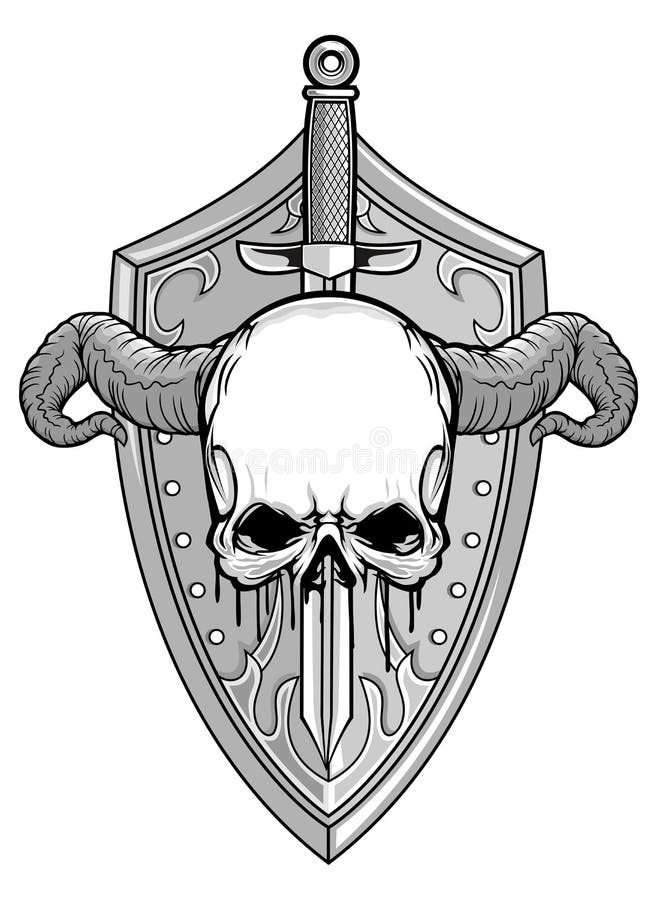 Demon with Sword and Shield Stock Vector - Illustration of darkness ...