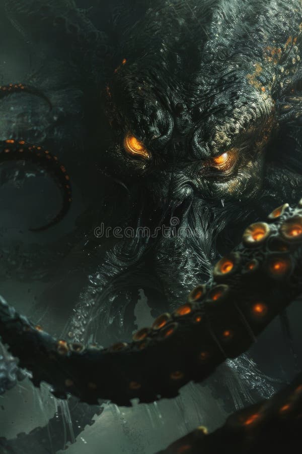 Demon with Tentacles Emerging from a Dark Abyss, Demon, Eldritch Stock ...