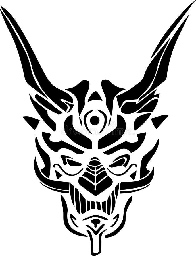 Demon Vector Stencil, Black and White Stock Vector - Illustration of ...