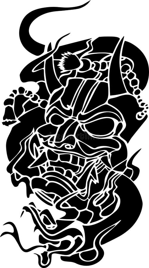 Demon Vector Stencil, Black and White Stock Vector - Illustration of ...