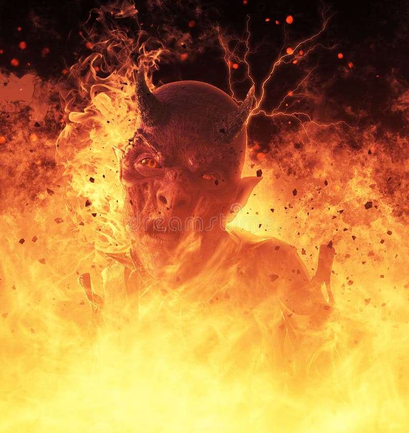 Demon Woman Burns in a Hellfire 3d Illustration Stock Illustration ...