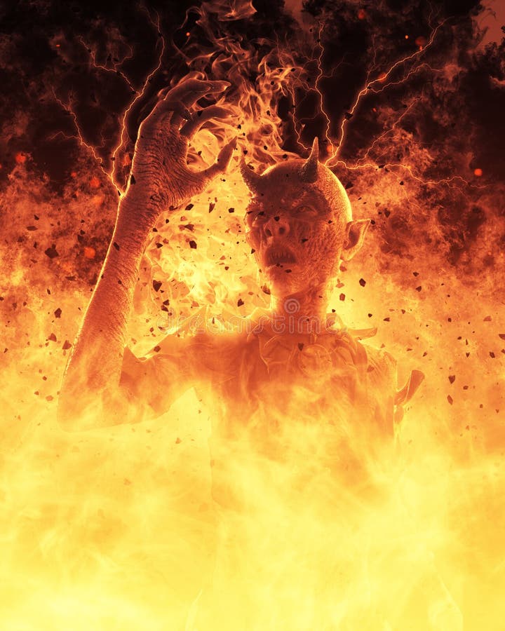 Demon Woman Burns in a Hellfire 3d Illustration Stock Illustration ...
