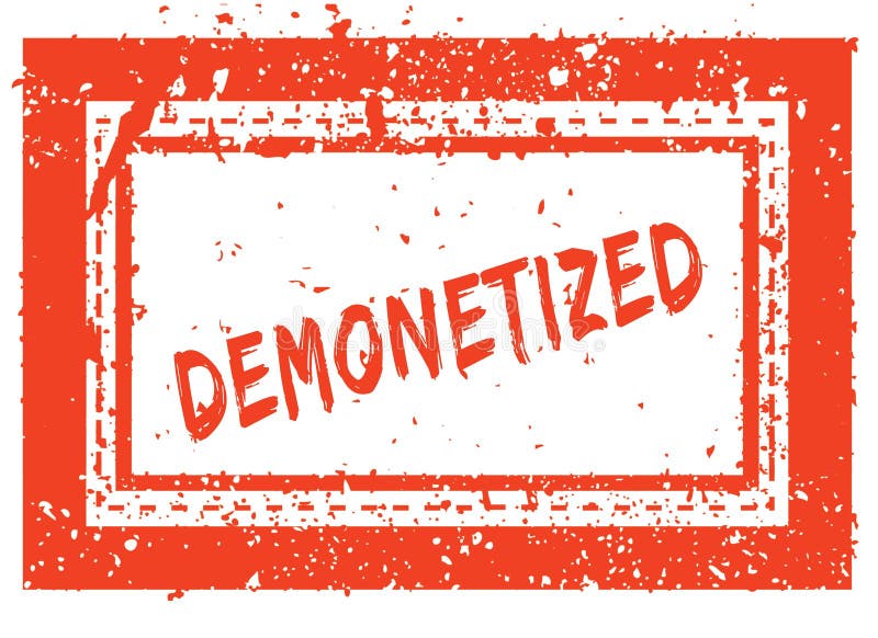 DEMONETIZED on Orange Square Frame Rubber Stamp with Grunge Texture ...