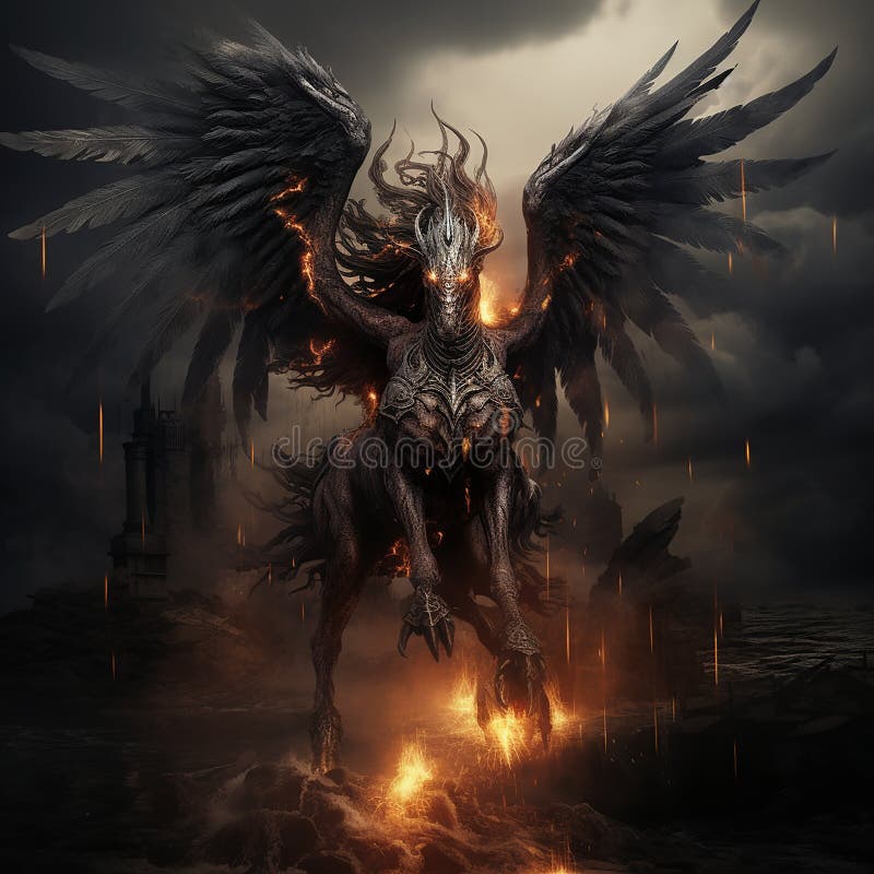 Demonic Creature with a Pegasus Style Concept. Stock Illustration ...