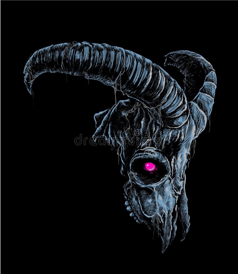 Demonic Goat Skull stock vector. Illustration of army - 56239350