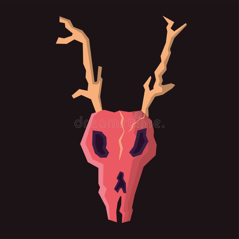 Demonic Skull with Large Twisted Horns Vector Stock Vector ...