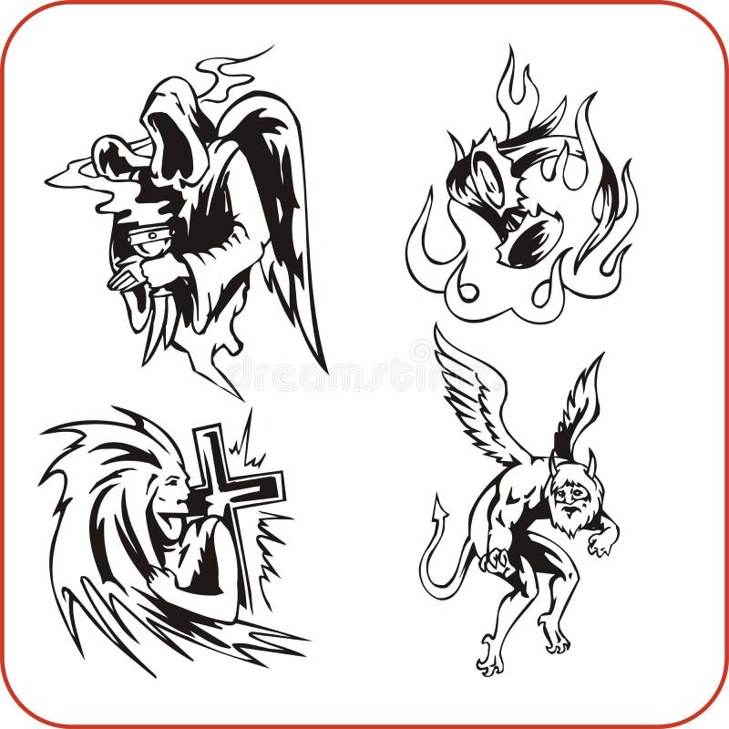 Siluetas de los demonios ilustración del vector. Ilustración de sombra ...