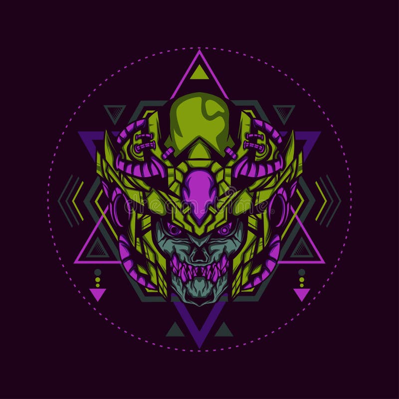 Demonoid with Geometry Ornament Stock Illustration - Illustration of ...