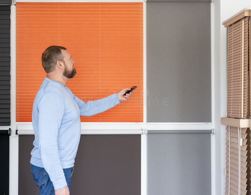 Demonstrating Automatic Blinds in Showroom Stock Image - Image of ...