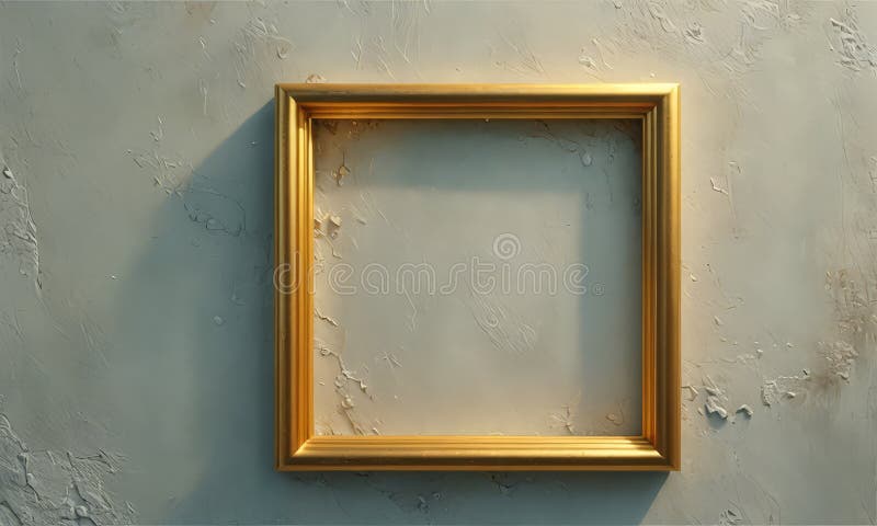 Gold frame hanging on wall stock illustration. Illustration of texture ...