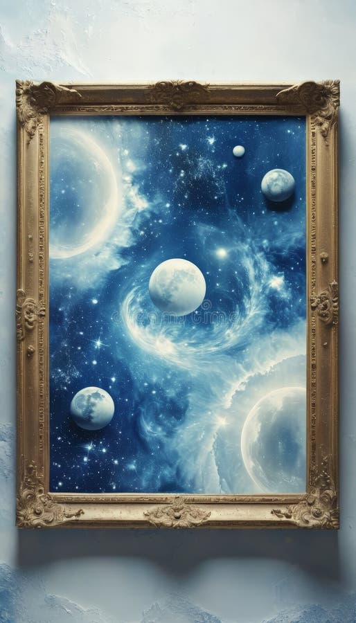 Painting planets in frame stock illustration. Illustration of cosmic ...