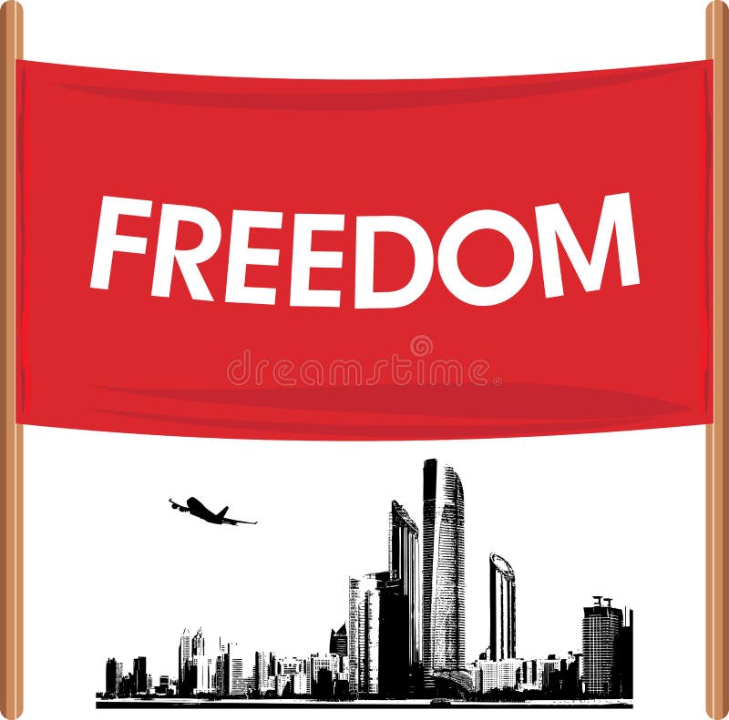 Demonstration Banner on the Cityscape Background Stock Vector ...
