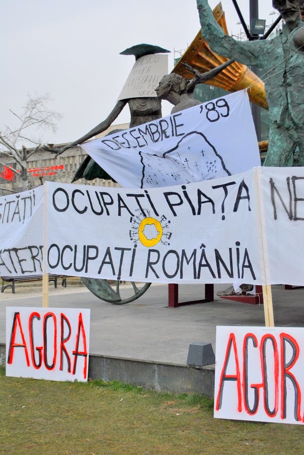 Demonstration Banners in Bucharest Editorial Stock Photo - Image of ...