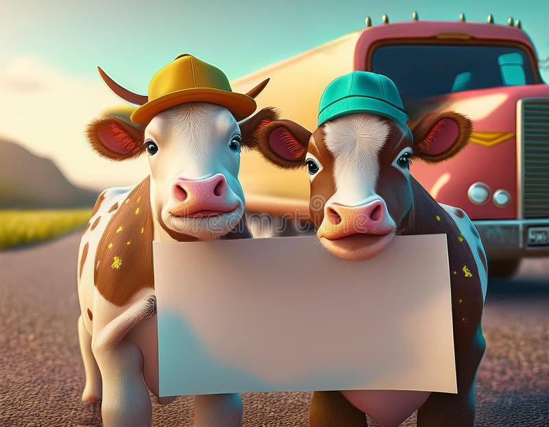 Demonstration cows cartoon stock illustration. Illustration of cute ...