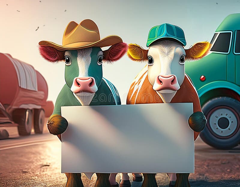 Demonstration cows cartoon stock illustration. Illustration of animals ...