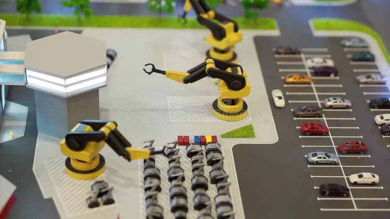 Mock Up with Models of Excavators in Motion. Stock Footage - Video of ...