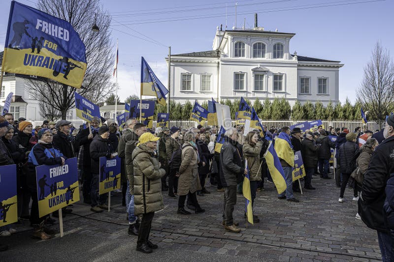 Demonstration in Front of the Russian Embassy in Copenhagen Editorial ...