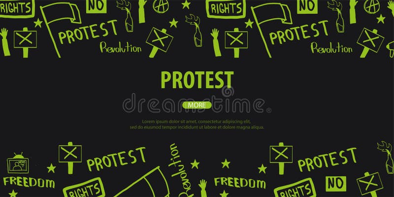 Demonstration, Manifestation, Protest, Strike, Revolution. Banner with ...