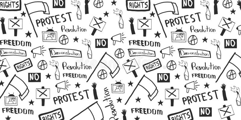 Demonstration, Manifestation, Protest, Strike, Revolution. Banner with ...