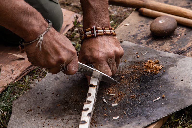 Demonstration of Native Fire Lighting Method Stock Photo - Image of ...