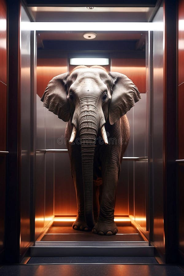 Elephant in an elevator stock illustration. Illustration of animal - 301298482