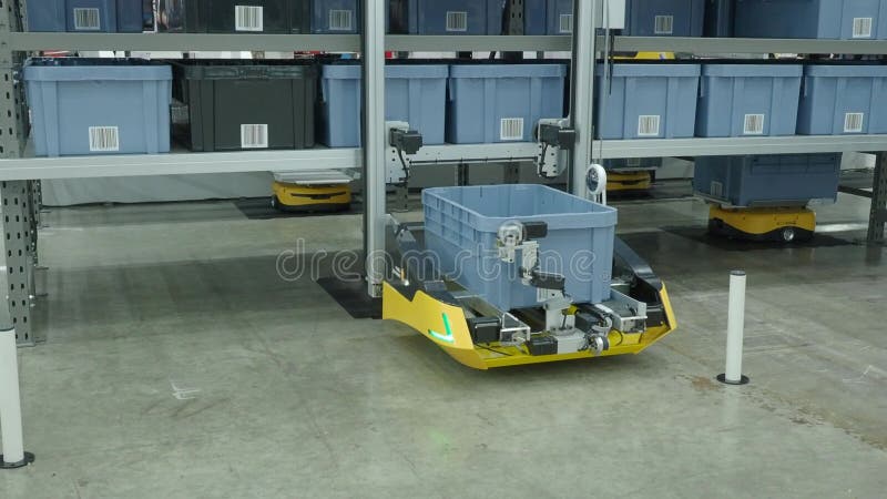 Automated Robotic Tote Arranging Distribution Product Stock on Shelf in ...